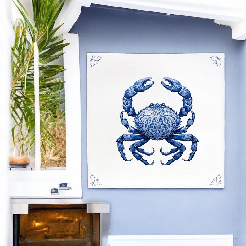 Crab, Tile, Delft Blue, Kitchen Tile, Bathroom Tile, Wall Art, Crabs ...