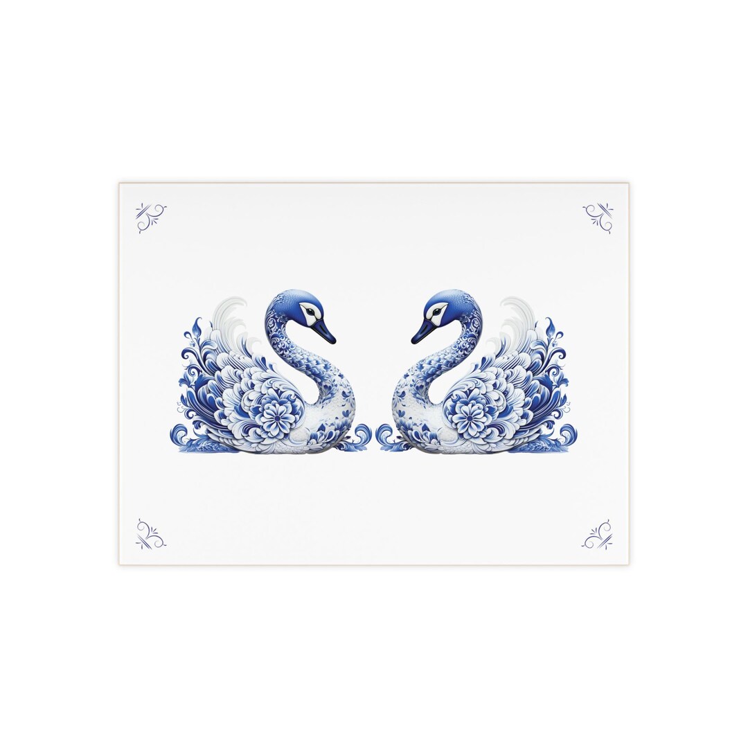 Swan, Ceramic Tile, Delft Blue, Wedding, Gift for Loved One, Wedding ...