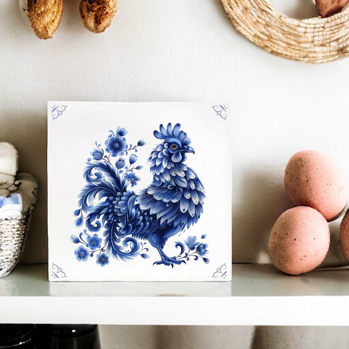Delft Blue Chicken, Delft Blue Tile, Tile, Delft Blue Tiles, Animal ...