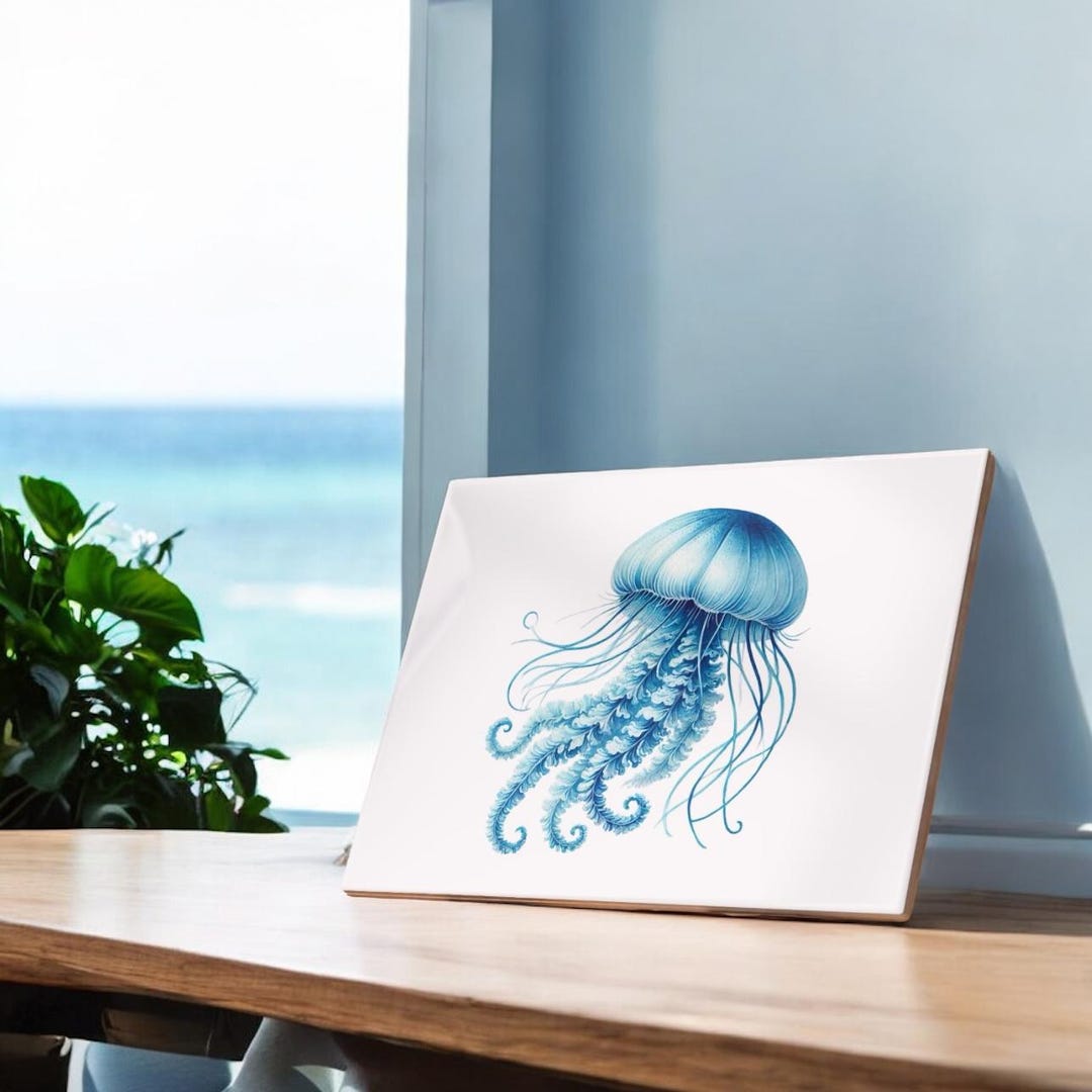 Jellyfish, Ceramic Tile, Beach House Decor, Sea Life Tile, Summer Vibe ...
