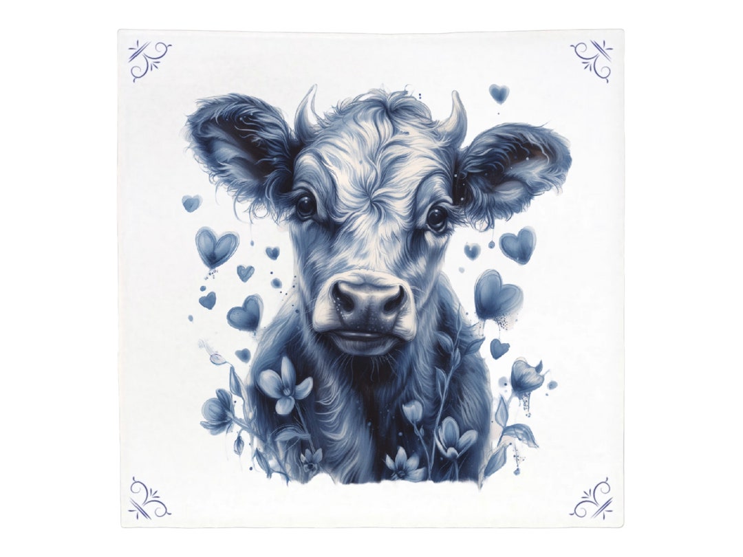 Delft Blue, Delft Blue Ceramic Tile, Cow, Cow Tile, Blue Ceramic ...