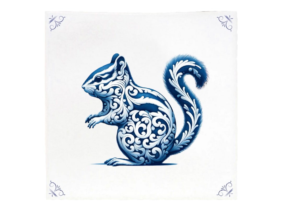 Chipmunk, Tile, Delft Blue, Kitchen Tile, Bathroom Tile, Wall Art ...