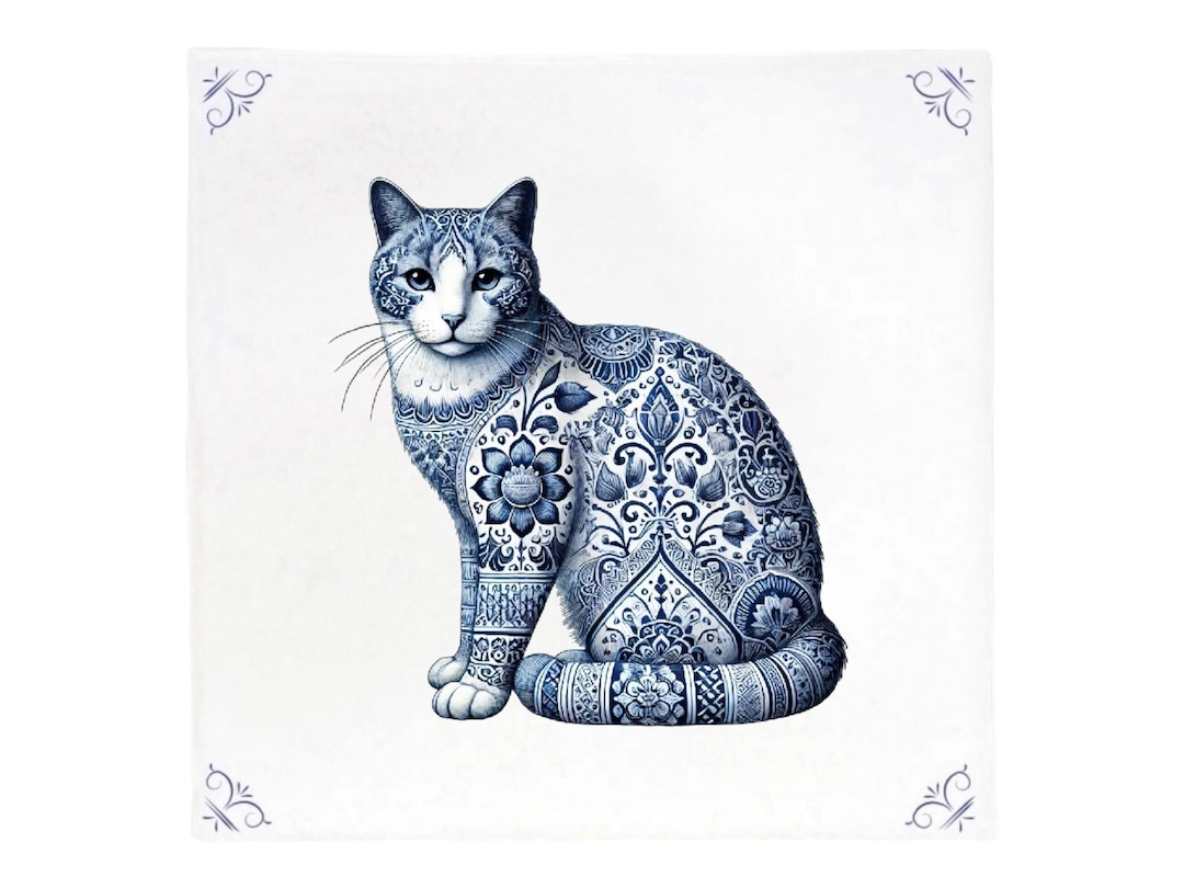 Cat, Delft Blue, Ceramic Tile, Kitchen Tile, Bathroom Tile, Backsplash ...