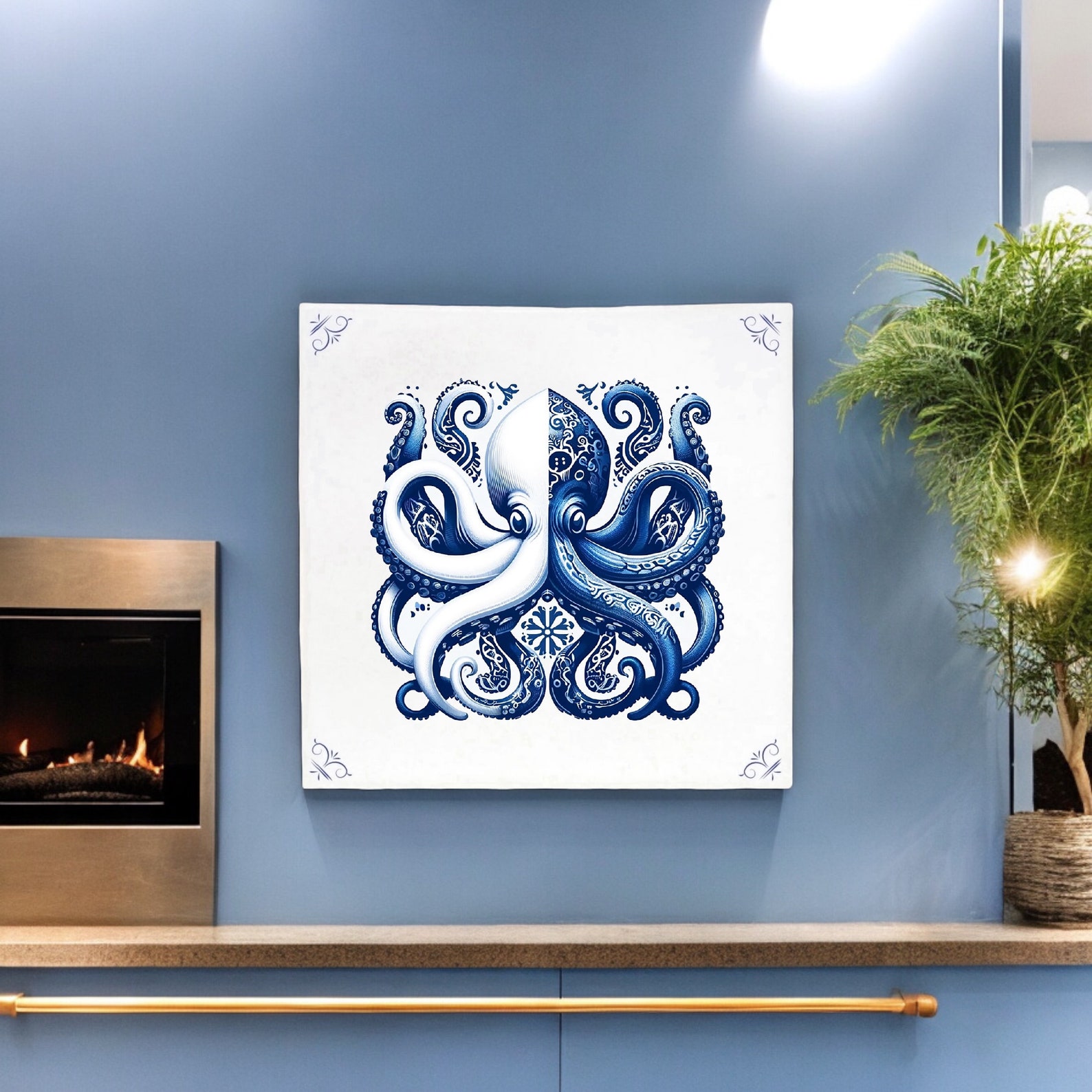 Octopus, Tile, Delft Blue, Kitchen Tile, Bathroom Tile, Wall Art ...