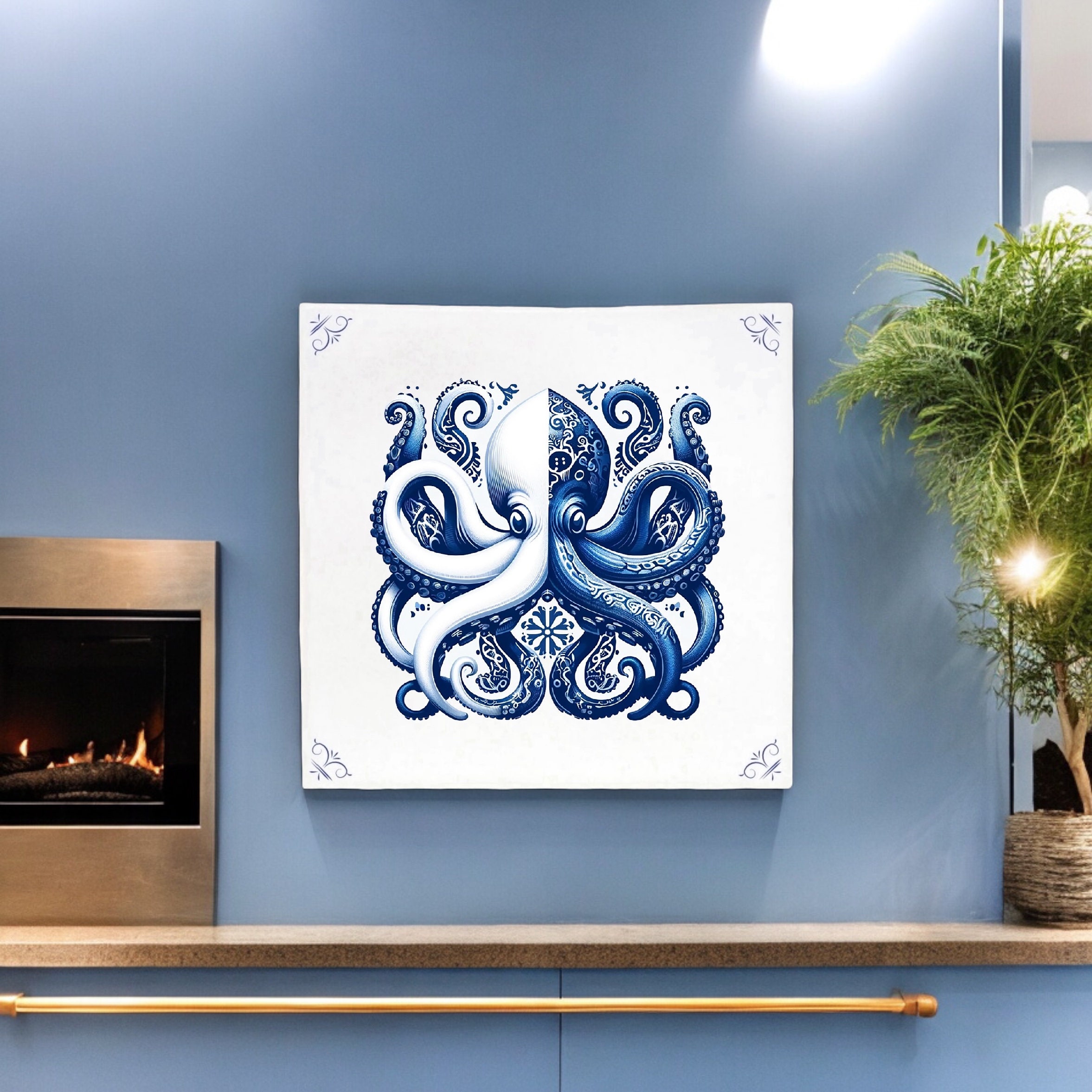 Octopus, Tile, Delft Blue, Kitchen Tile, Bathroom Tile, Wall Art ...