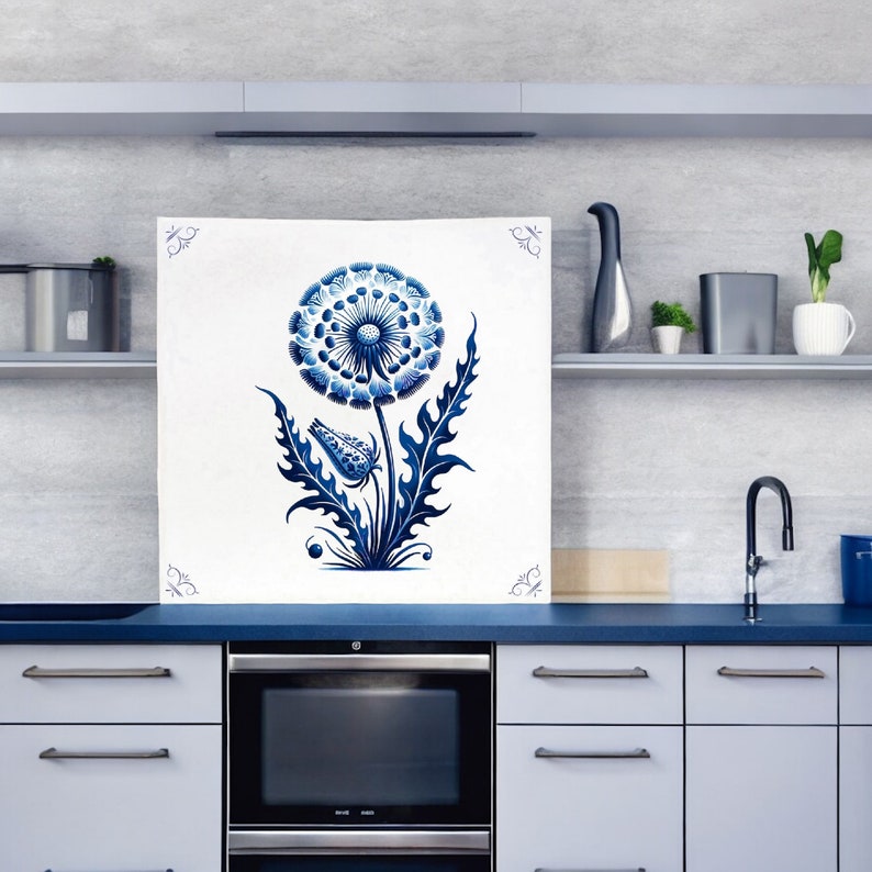 Dandelion, Tile, Delft Blue, Flower, Kitchen Tile, Bathroom Tile, Wall ...