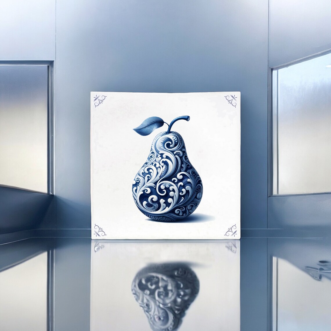 Pear, Tile, Delft Blue, Kitchen Tile, Bathroom Tile, Wall Art, Birthday ...