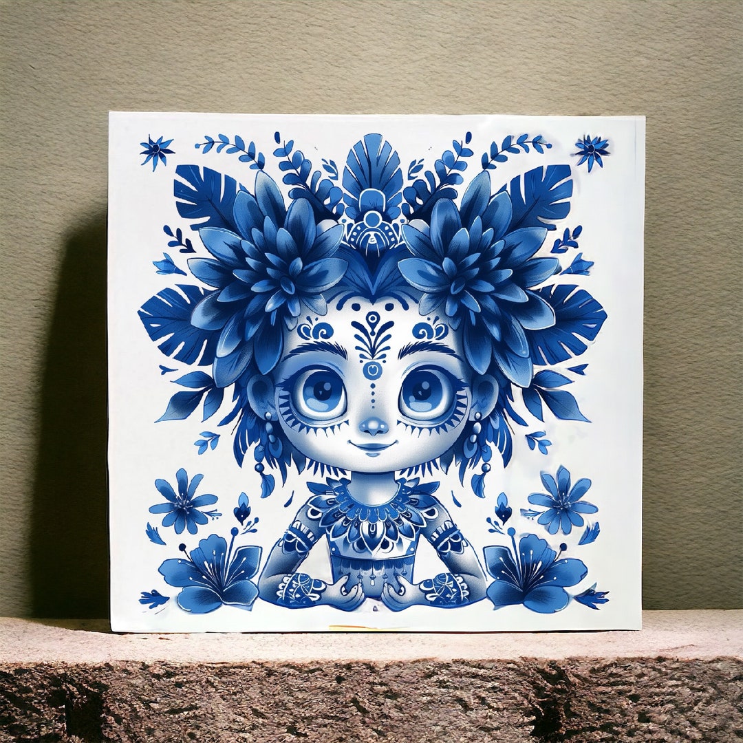 Maori Girl, Delft Blue, Tile, Maori, Kitchen Tile, Bathroom Tile, Wall ...