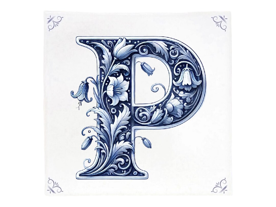Alphabet, Initial P, Alphabet Tile, Tile, Delft Blue, Kitchen Tile ...