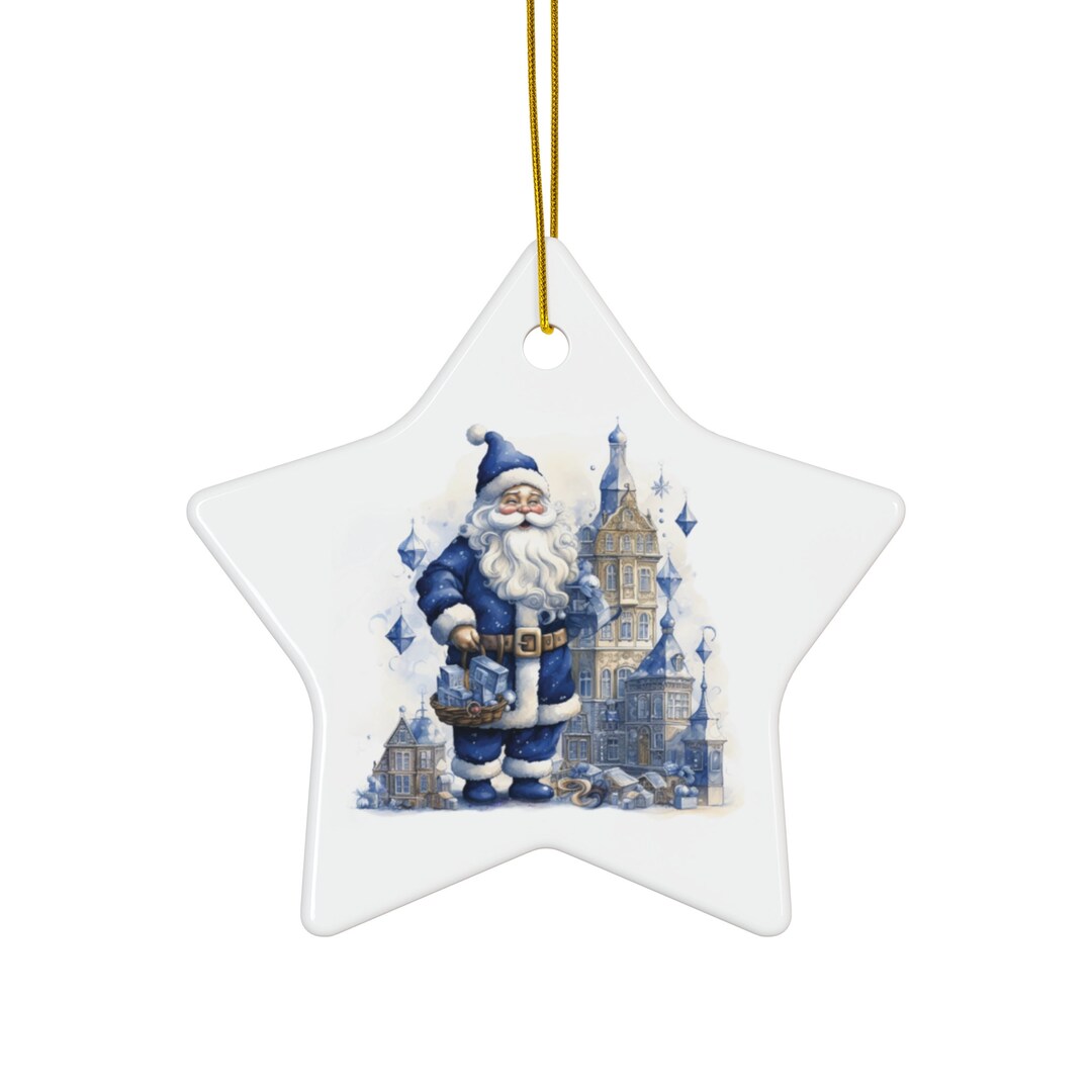Santa Delft Blue, Ceramic Ornament - Etsy