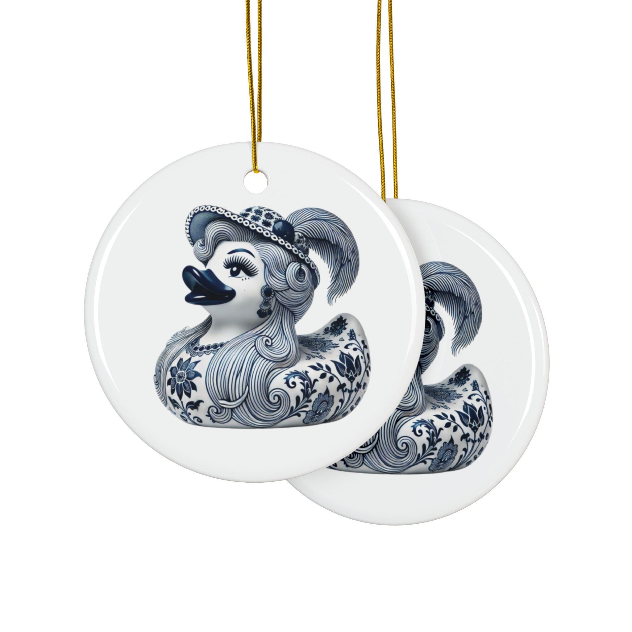 Rubber Duck, Delft Blue Ceramic Ornament, Xmas Ornament, Holiday Decor ...