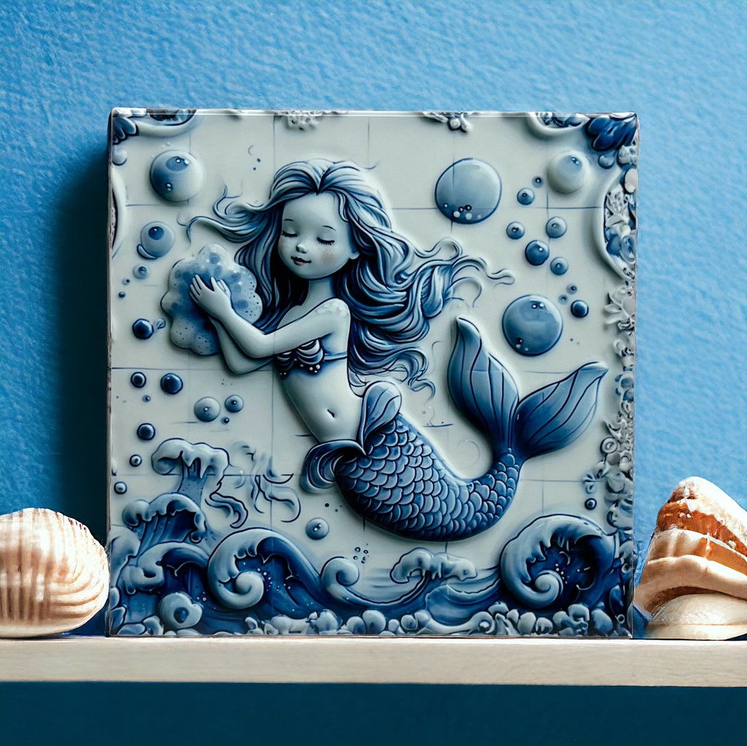 Mermaid, Delft Blue, Delft Blue, Delft Blue Tile, Tile, Ceramic, Tiles ...