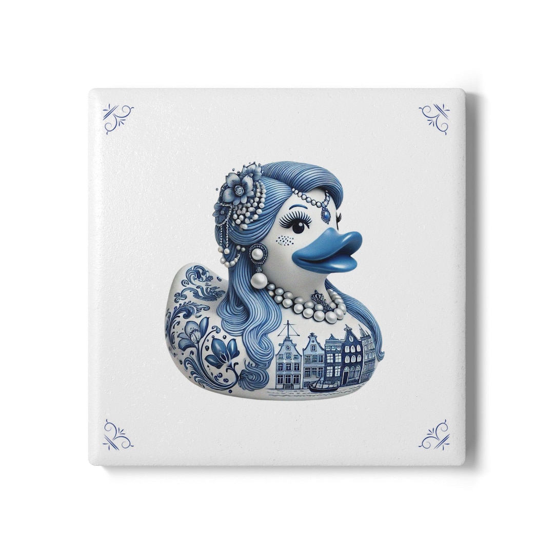 3.94" X 3.94", Rubber Duck, Delft Blue, Ceramic Tile, Delft Blue Tile ...