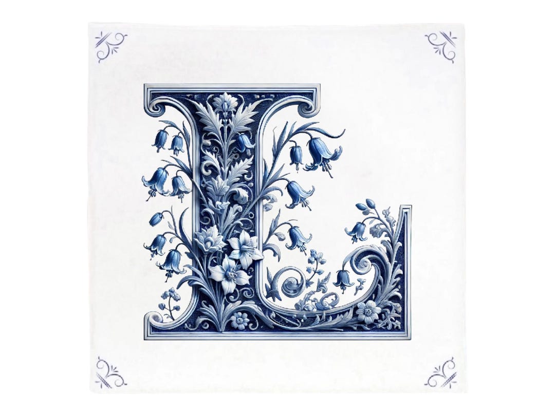 Alphabet, Initial L, Alphabet Tile, Tile, Delft Blue, Kitchen Tile ...