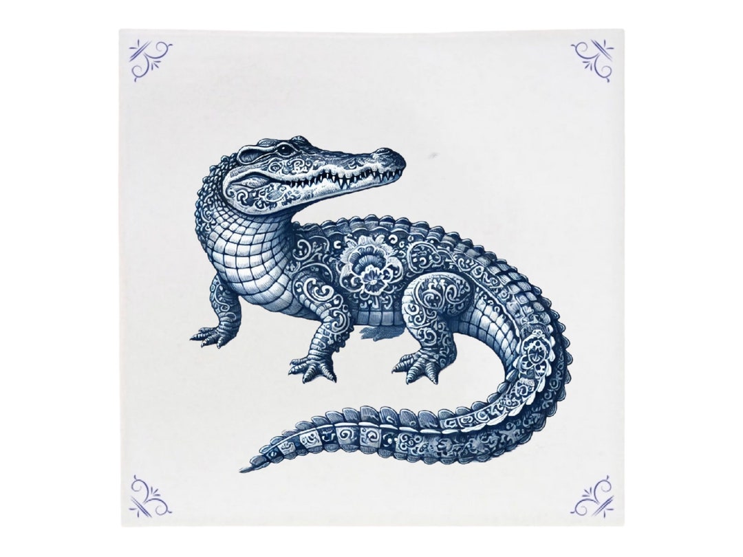 Crocodile, Tile, Delft Blue, Delft Blue Tile, Royal Blue, Kitchen Tile ...