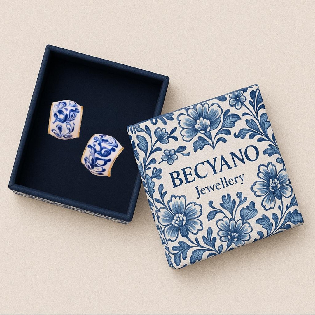 Boucles d'oreilles, bleu de Delft, bijoux, céramique bleu de Delft ...