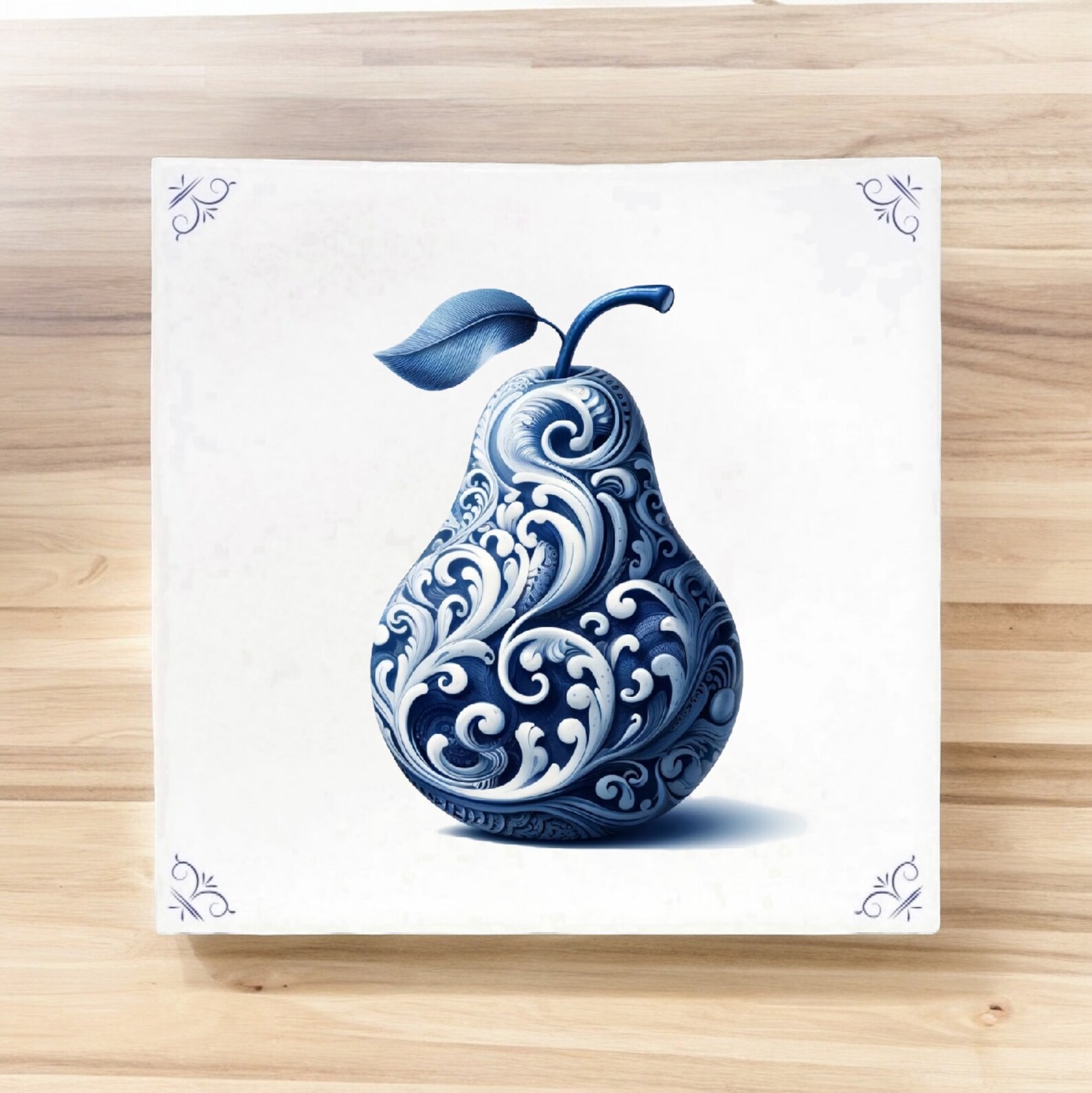 Pear, Tile, Delft Blue, Kitchen Tile, Bathroom Tile, Wall Art, Birthday ...
