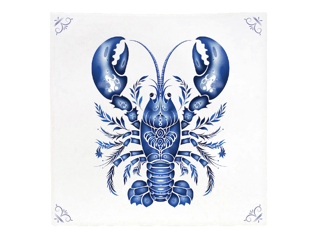 Delft Blue Lobster, Delft Blue, Tile, Delft Blue Tiles, Animal Tile ...