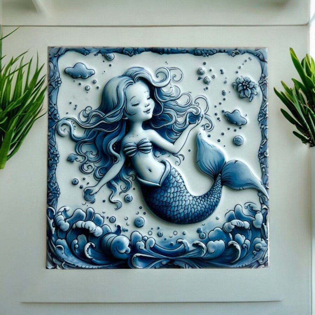 Mermaid, Delft Blue, Delft Blue, Delft Blue Tile, Tile, Ceramic, Tiles ...