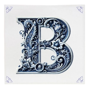 Alphabet, Initial B, Alphabet Tile, Tile, Delft Blue, Kitchen Tile ...