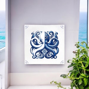 Octopus, Tile, Delft Blue, Kitchen Tile, Bathroom Tile, Wall Art ...