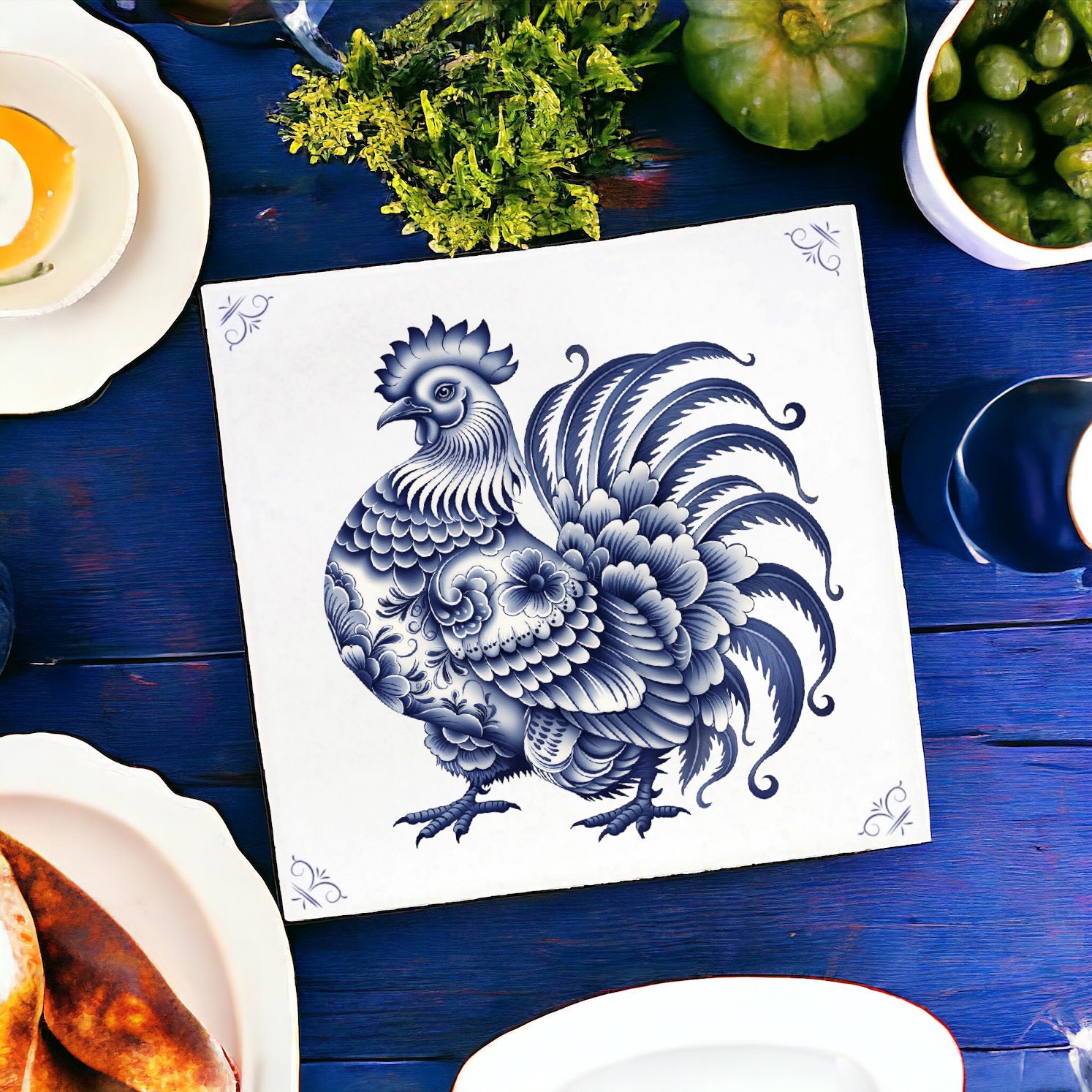 Delft Blue Chicken, Delft Blue Tile, Tile, Delft Blue Tiles, Animal ...