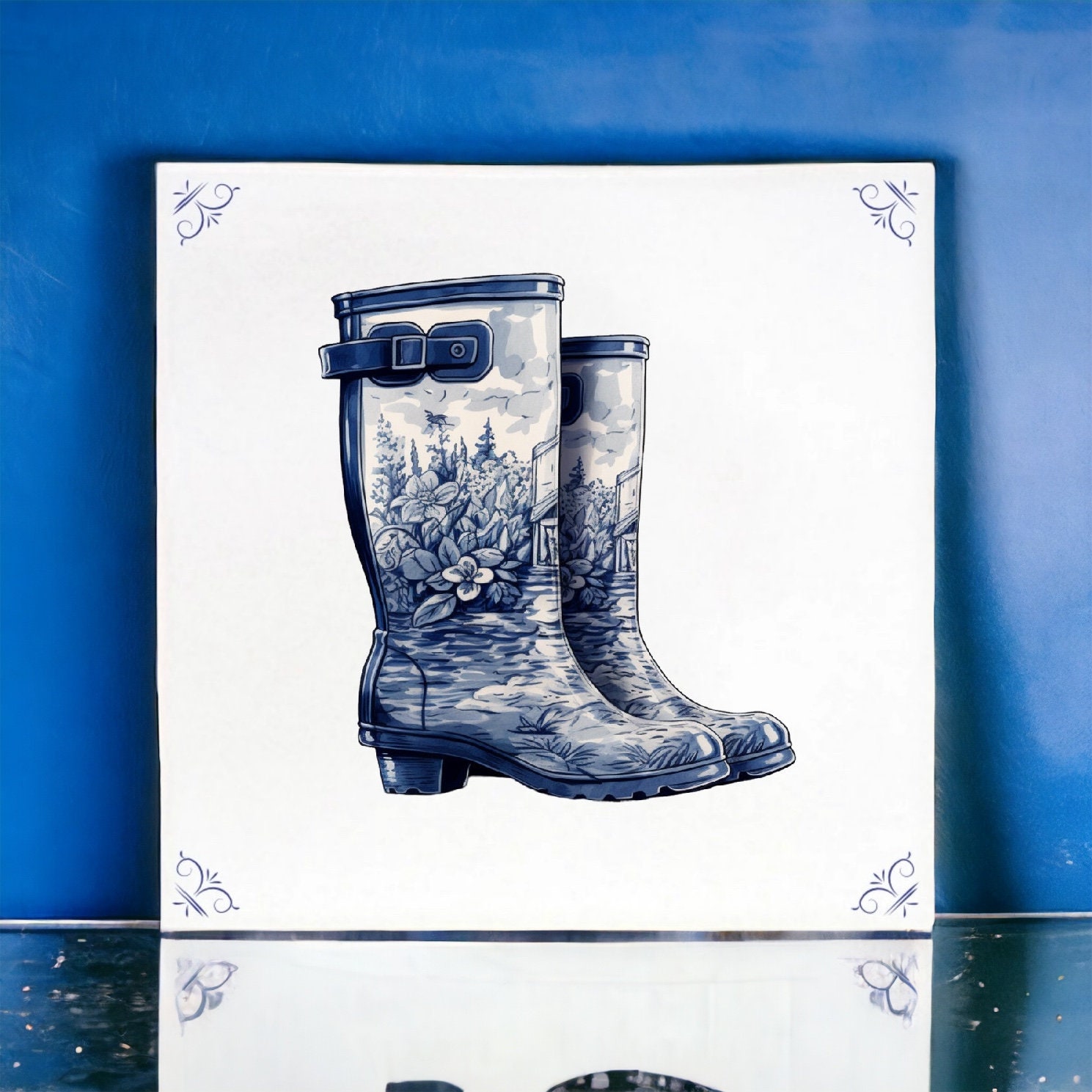 Delft Blue, Delft Blue Tile Ceramic, Delft Blue Gift, Rain Boots, Delft ...