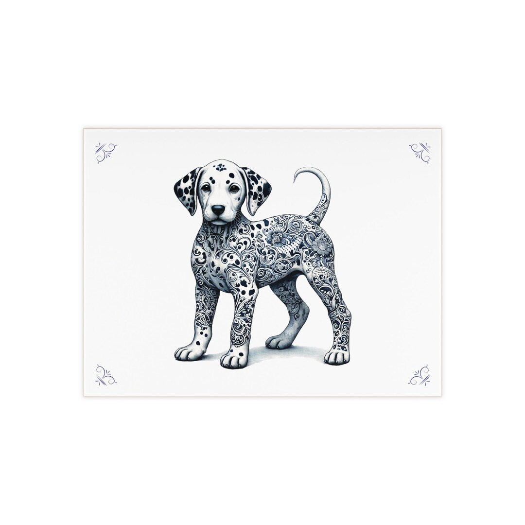 Dalmatian, Puppy, Dog, Ceramic Tile, 6" X 8", Delft Blue Tile - Etsy