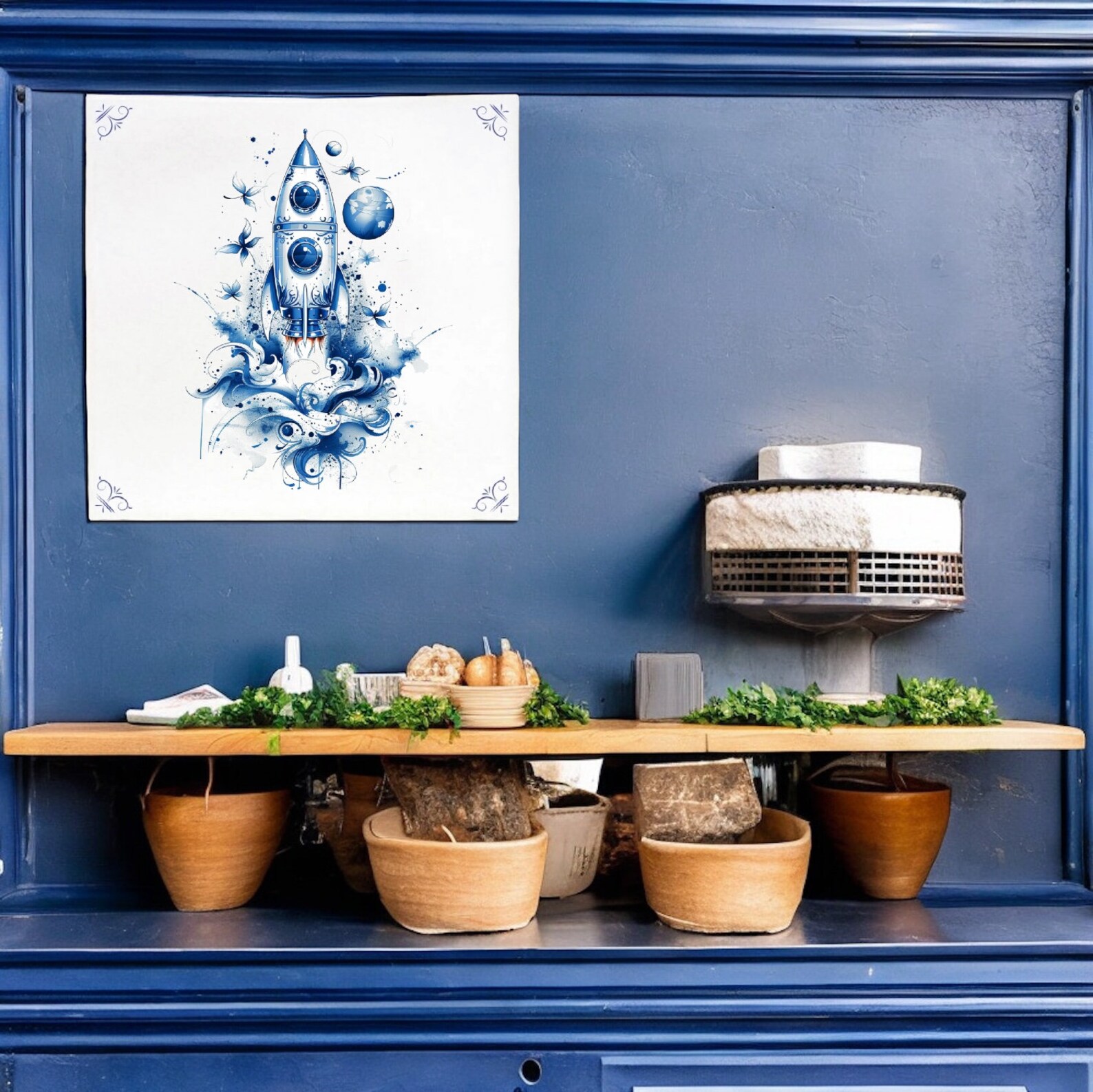 Rocket, Tile, Delft Blue, Kitchen Tile, Bathroom Tile, Wall Art ...