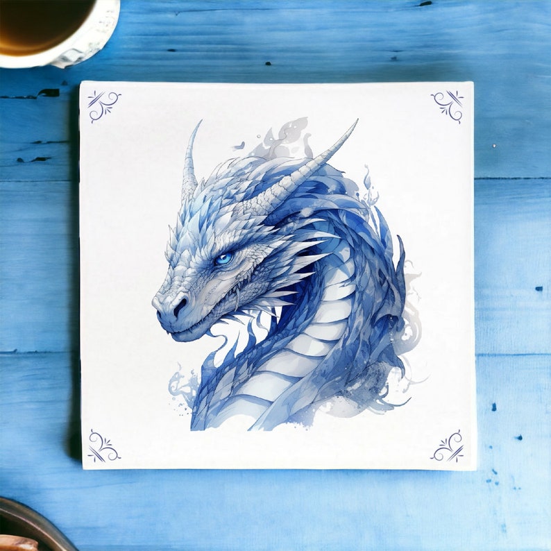 Dragon, Delft Blue, Tile, Wall Art, Dragon, Backsplash, Kitchen Decor ...