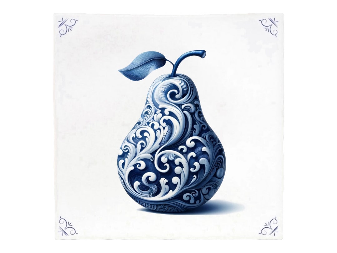 Pear, Tile, Delft Blue, Kitchen Tile, Bathroom Tile, Wall Art, Birthday ...
