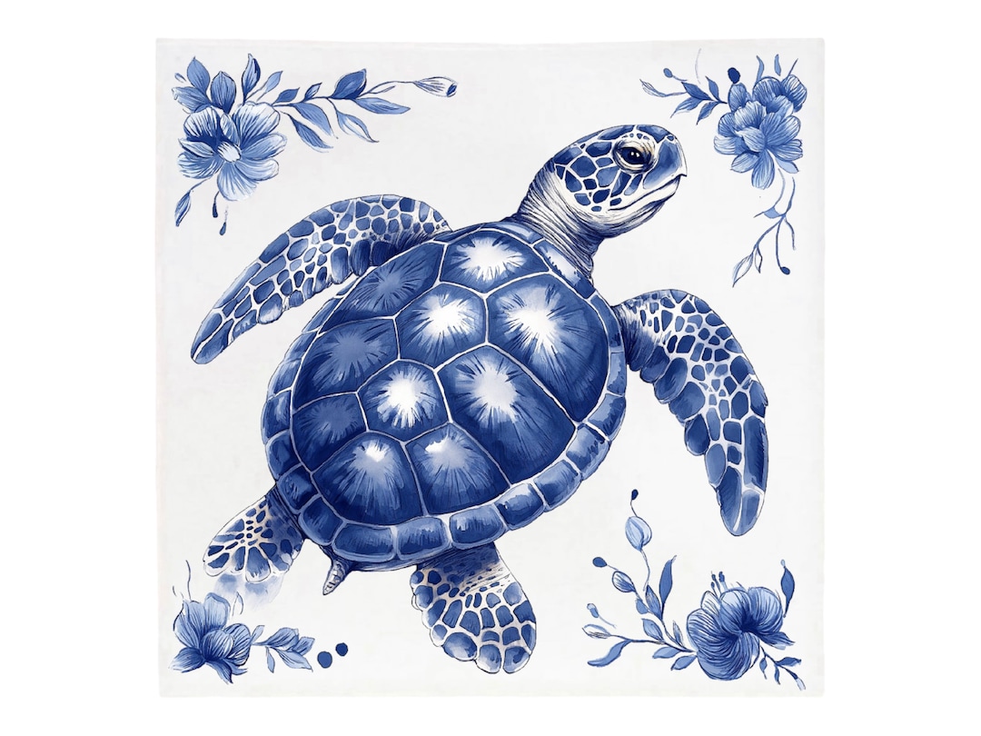 Delft Blue Turtle, Delft Blue, Tile, Delft Gift, Sea Turtle, Sealife ...