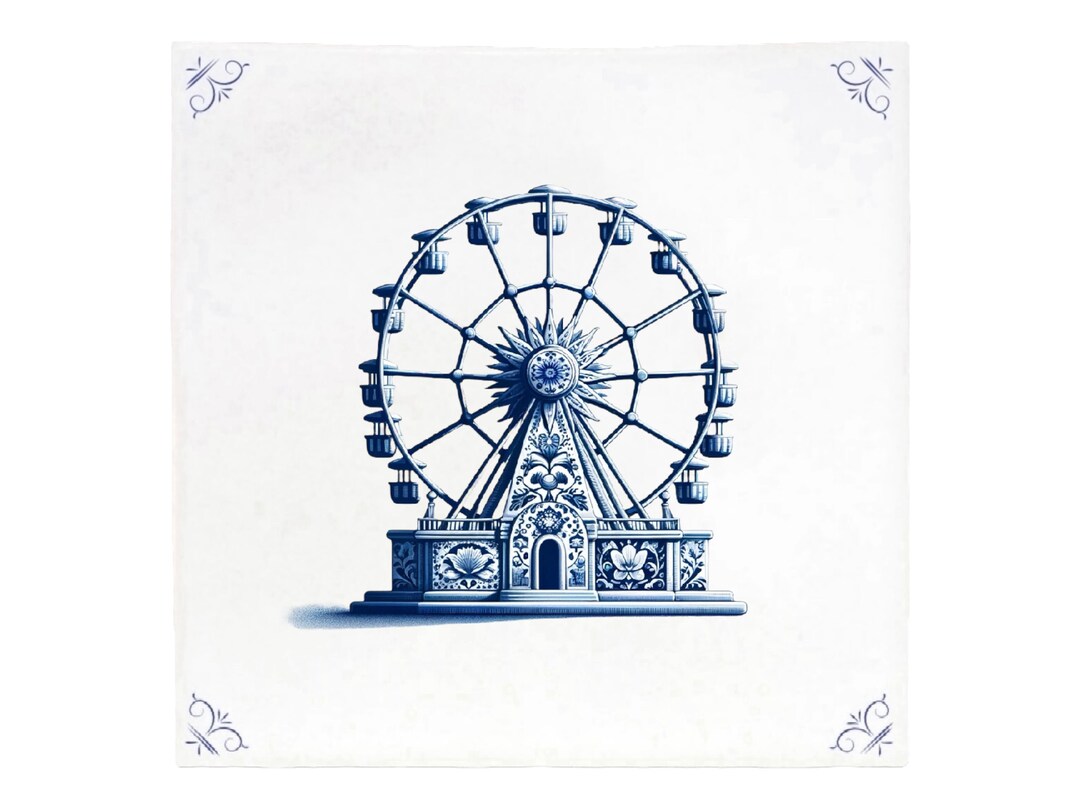 Ferris Wheel, Tile, Delft Blue, Kitchen Tile, Bathroom Tile, Wall Art ...
