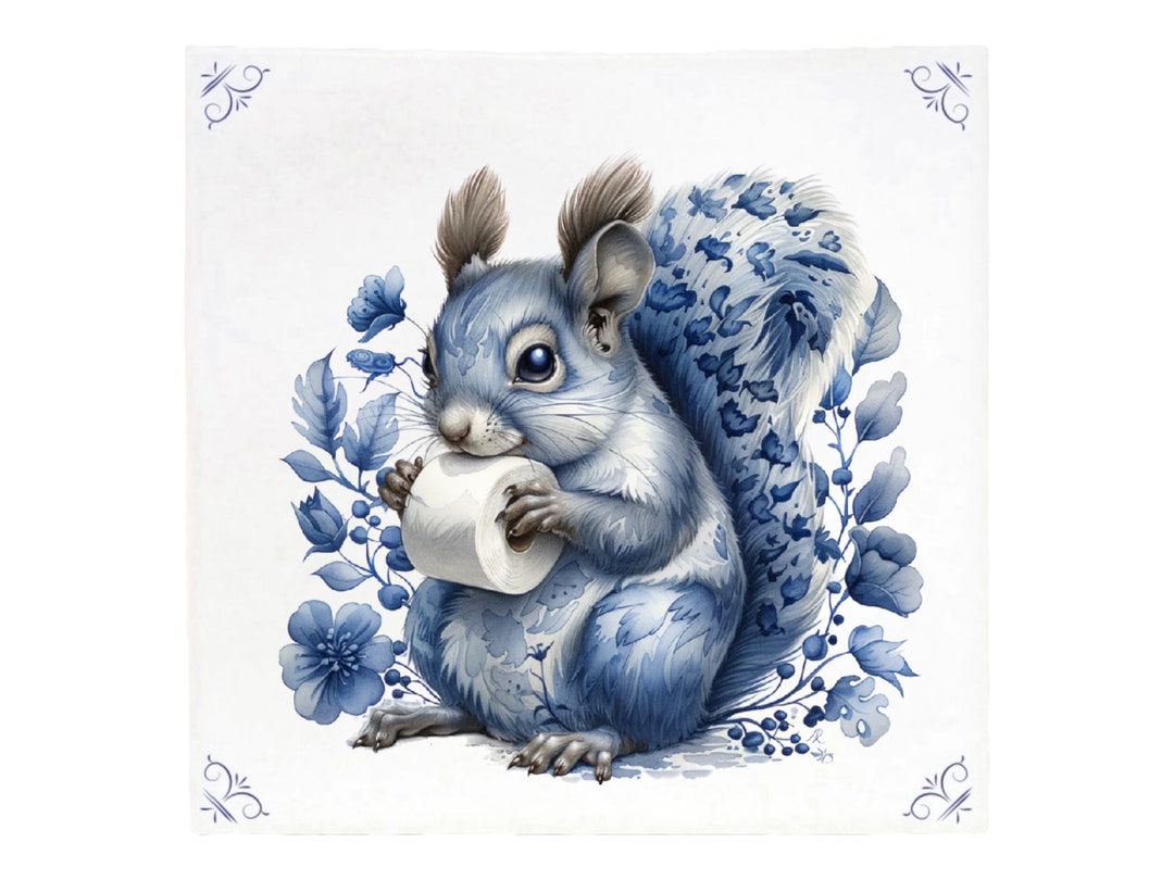 Delft Blue Squirrel, Delft Blue Tile, Tile, Delft Blue Tiles, Squirrel ...