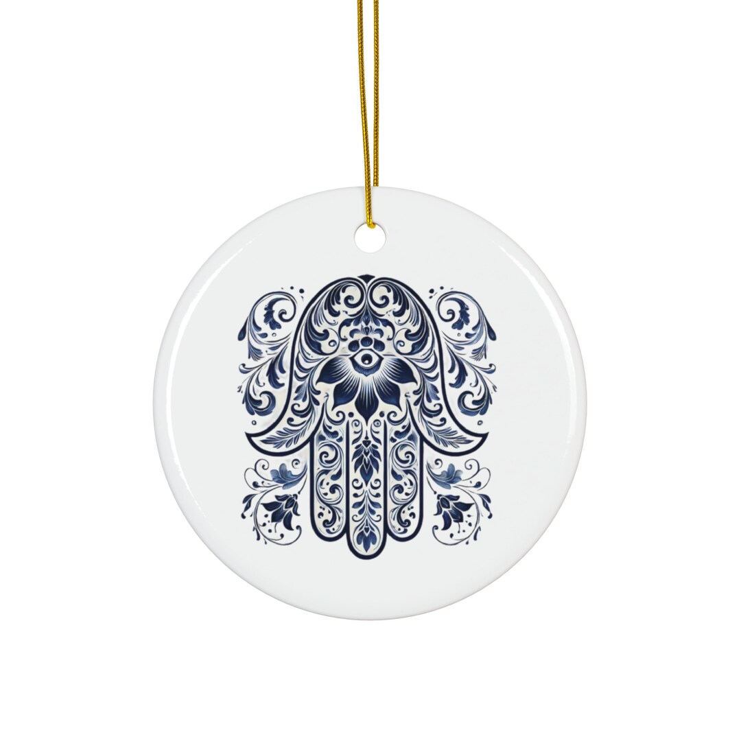 Hamsa Hand, Ceramic Ornament, Delft Blue, - Etsy