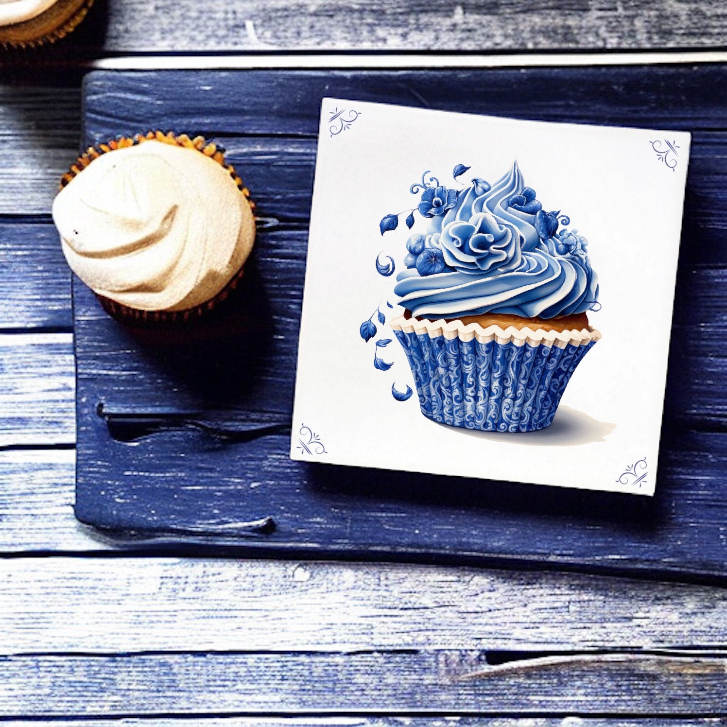 Cupcake, Muffin, Blue, Love Gift, Love Tile, Ceramic, Birthday Cake ...