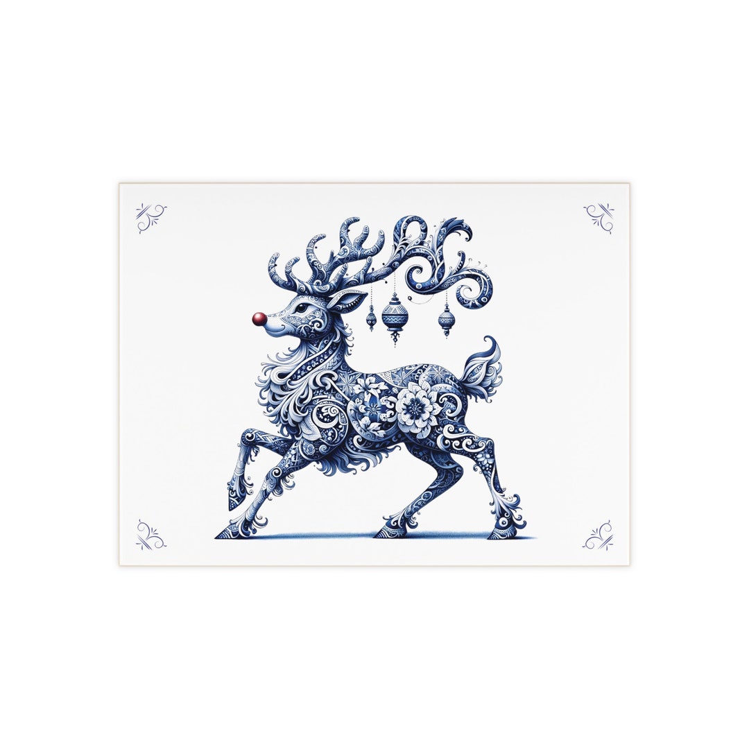 Rudolph, Delft Blue Ceramic Tile, 6" X 8", Backsplash, Wall Art, Tile ...