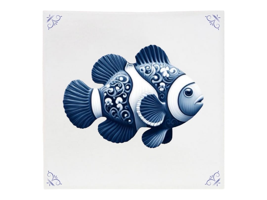 Clownfish, Tile, Delft Blue, Fish, Tropical Fish, Delft Blue Tile ...