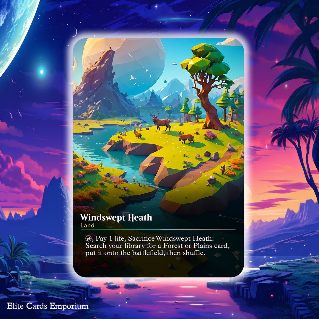 Windswept Heath Borderless Full Art Fetch Land MTG EDH Magic Playtest ...