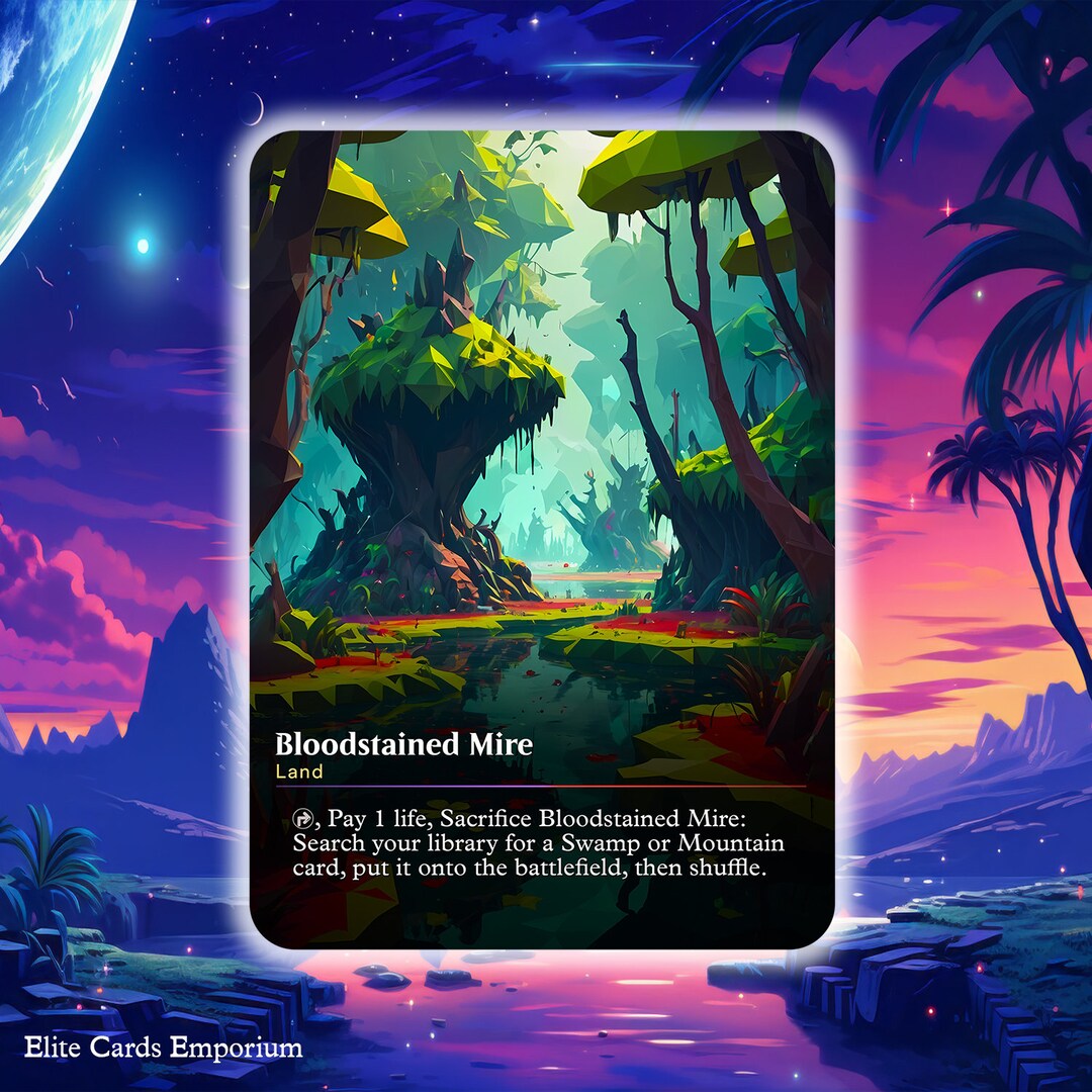 Bloodstained Mire Borderless Full Art Fetch Land MTG EDH Magic Playtest ...