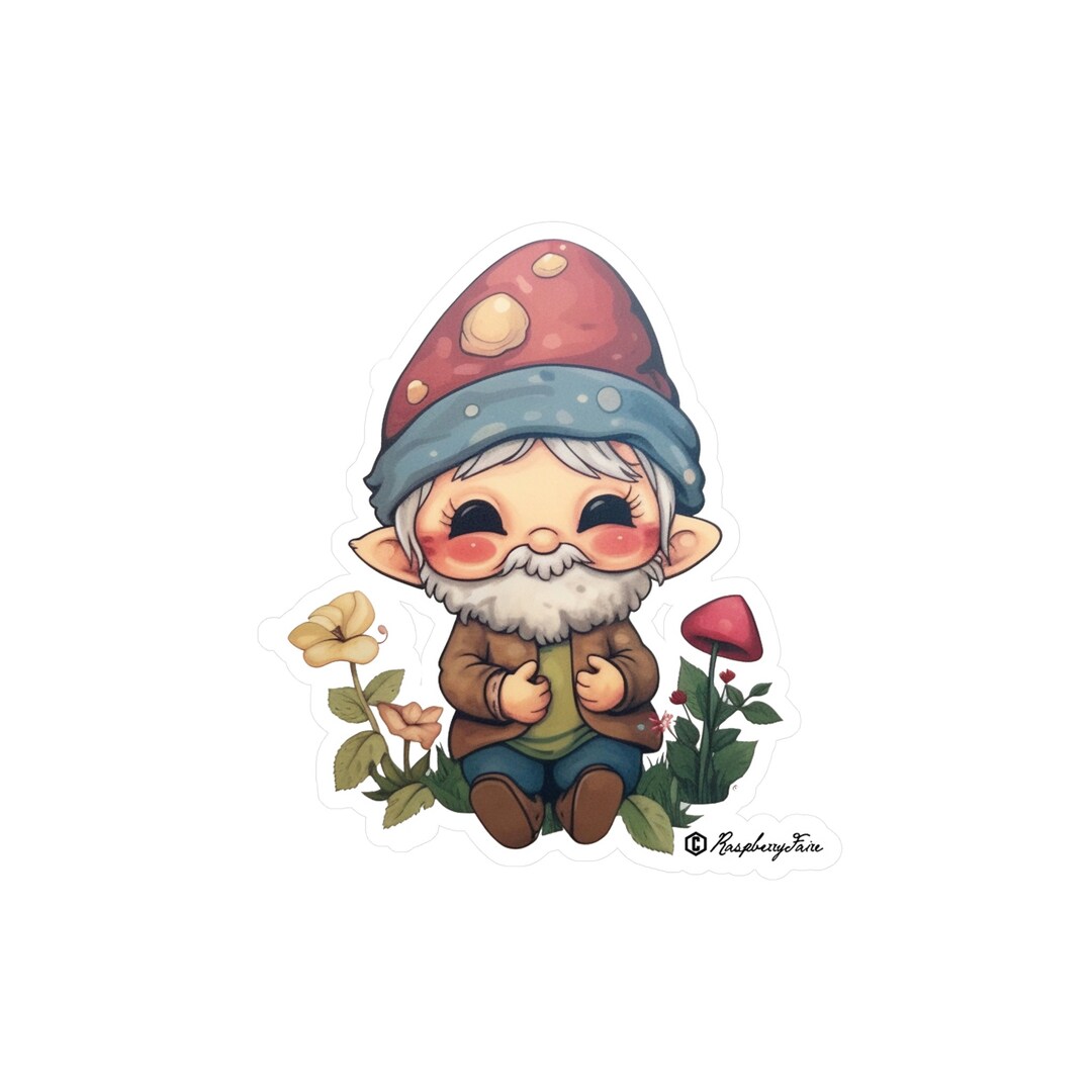 Enchanted Gnome Sticker | Cute Garden Gnome Sticker | Whimsical Magical ...