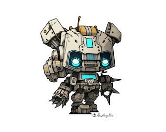 Mini Mech Sticker Tiny Cute Mech Warriors Adorable Mech Battle Robots ...