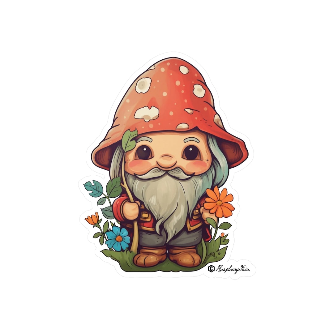 Enchanted Gnome Sticker | Cute Garden Gnome Sticker | Whimsical Magical ...