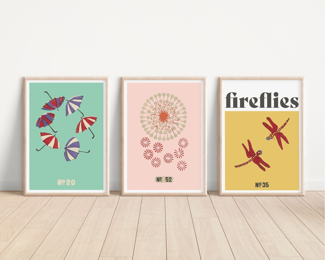 Pastel Posters Set of 3, Colorful Abstract Wall Art - Etsy