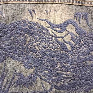 Denim Custom Jacket With Dragon Embroidery Size XL - Etsy