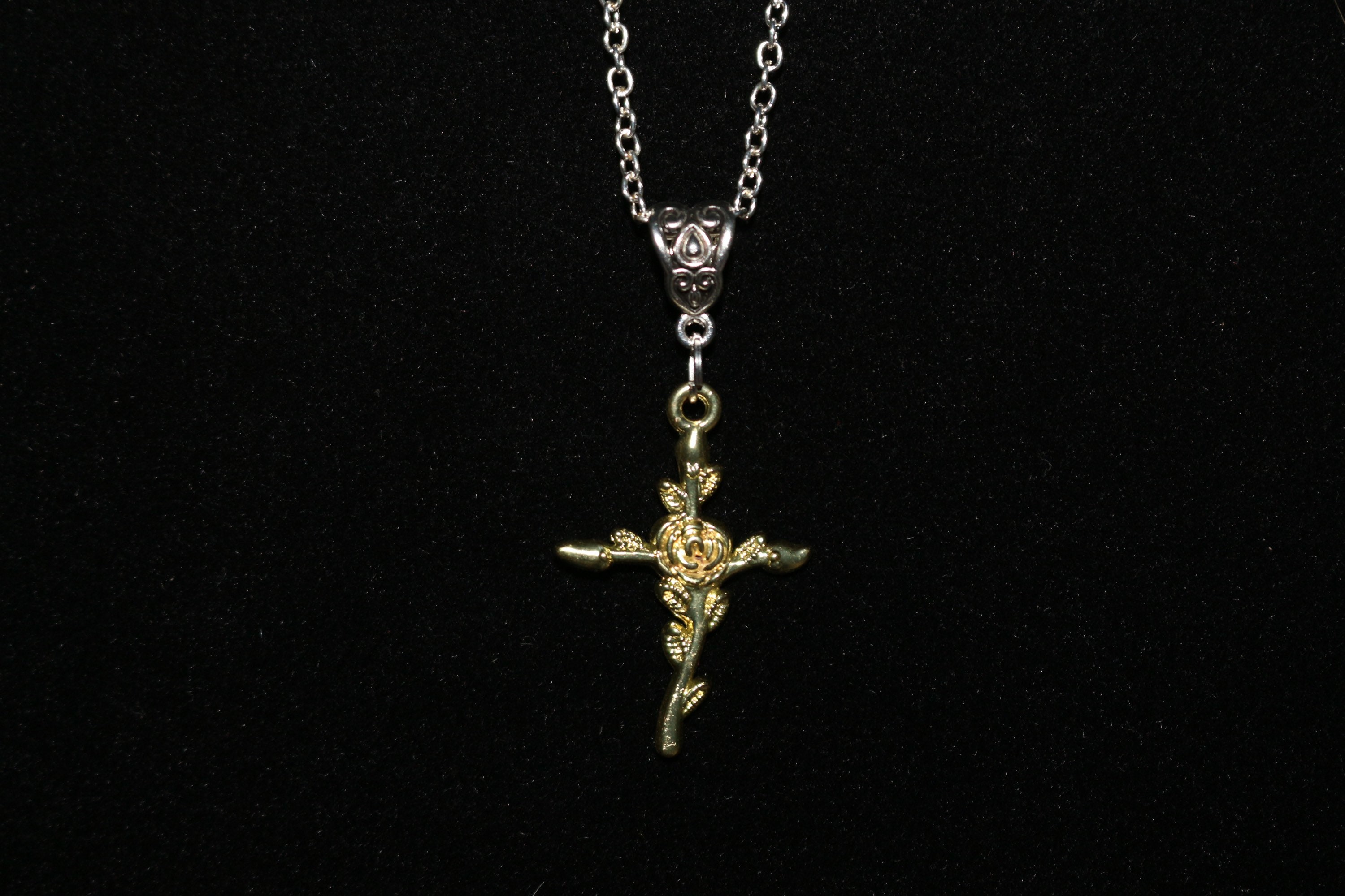 Golden Rose Cross Necklace - Etsy