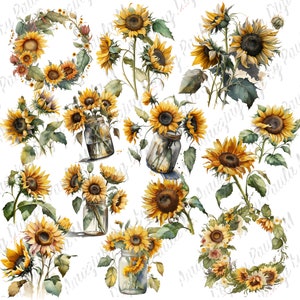 Sunflower, Digital Wreaths, Digi-stamps, DIY Projects, Digital Graphics ...