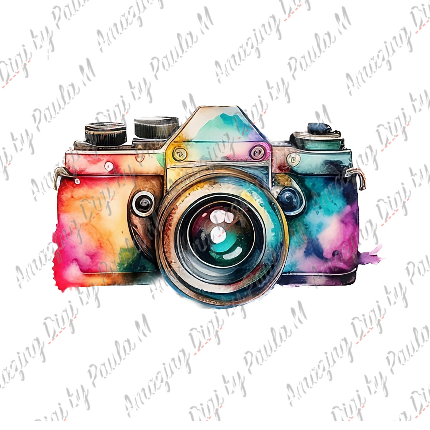 Watercolor Camera Splash Sublimation PNG, Vintage Camera Digital ...