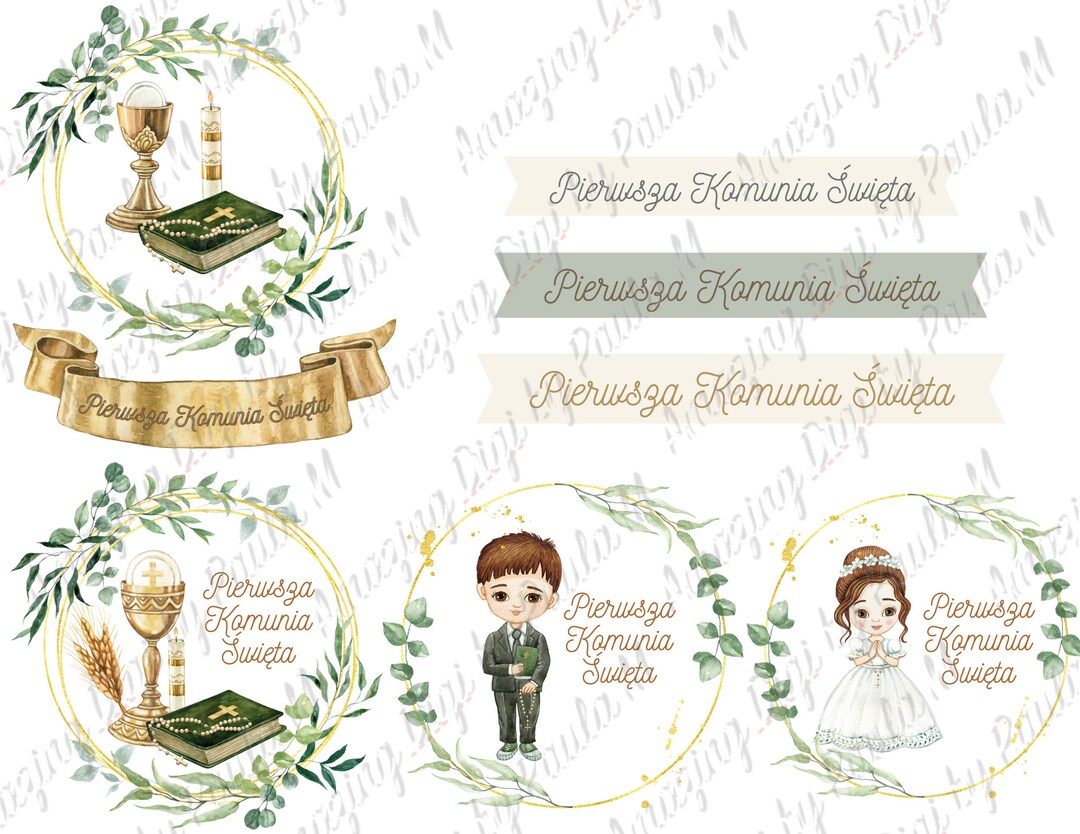 First Communion Clipart, Watercolor Clipart First Communion for Girls ...