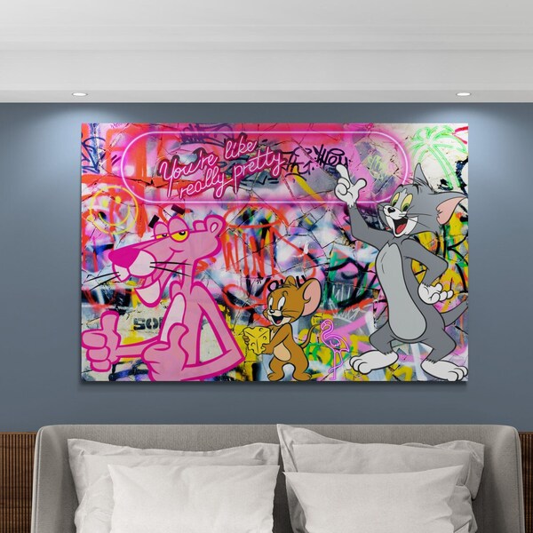 Pink Cartoon Wall Art - Etsy